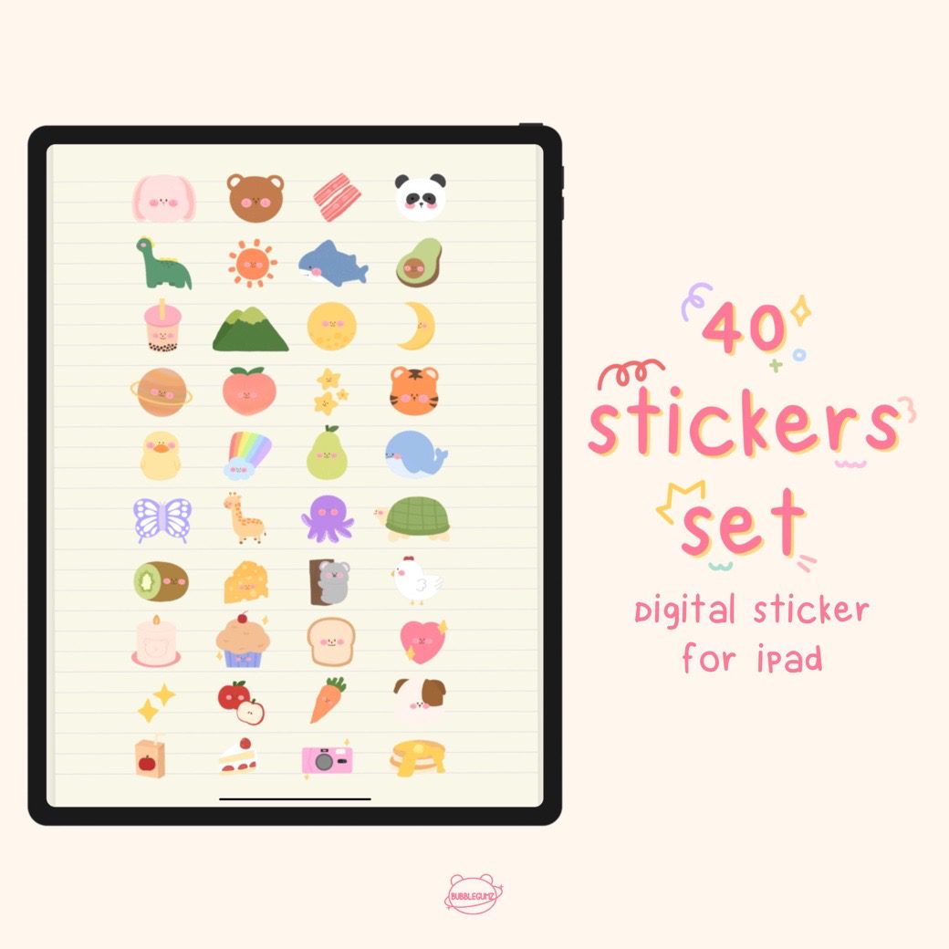 BBUBBLEGUMZ | GOODNOTES DIGITAL STICKER (40 Stickers Set) | Fahfahsworld