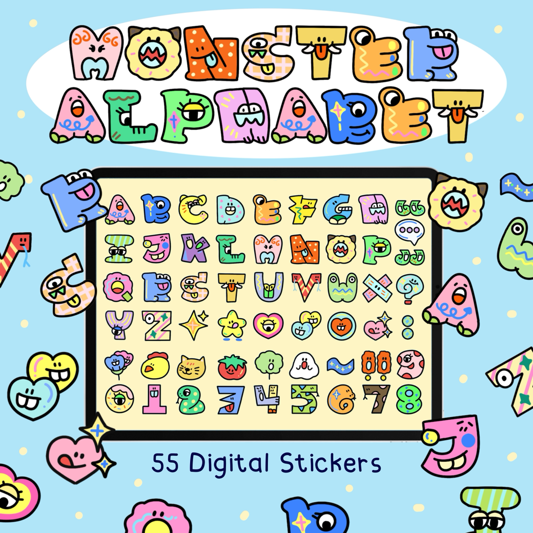 PANAHOLOOYA | DIGITAL STICKER (Monster Alphabet) | Fahfahsworld