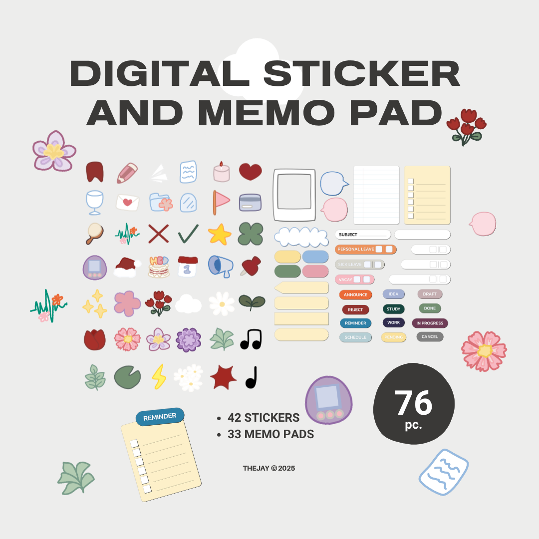 THE JAY | DIGITAL STICKER AND MEMO SET (daily in bloom) | Fahfahsworld