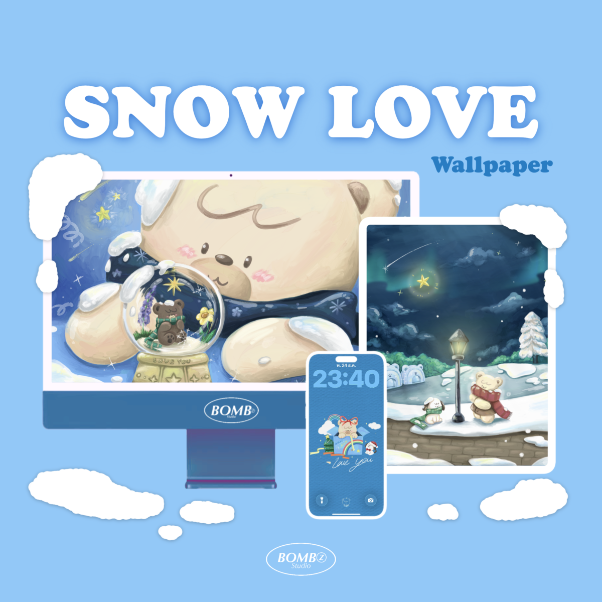BOMBZSTUDIO | DESKTOP ICON AND WALLPAPER (snow love) | Fahfahsworld