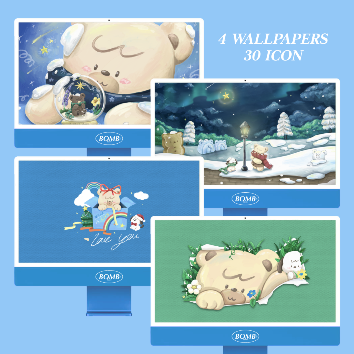 BOMBZSTUDIO | DESKTOP ICON AND WALLPAPER (snow love) | Fahfahsworld